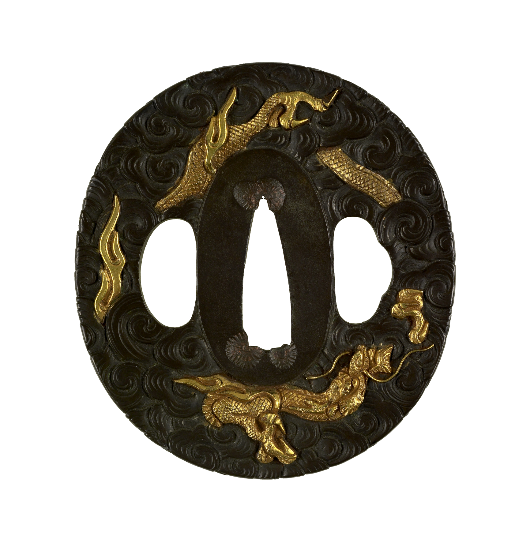 Tsuba with a Dragon among Clouds | The Walters Art Museum