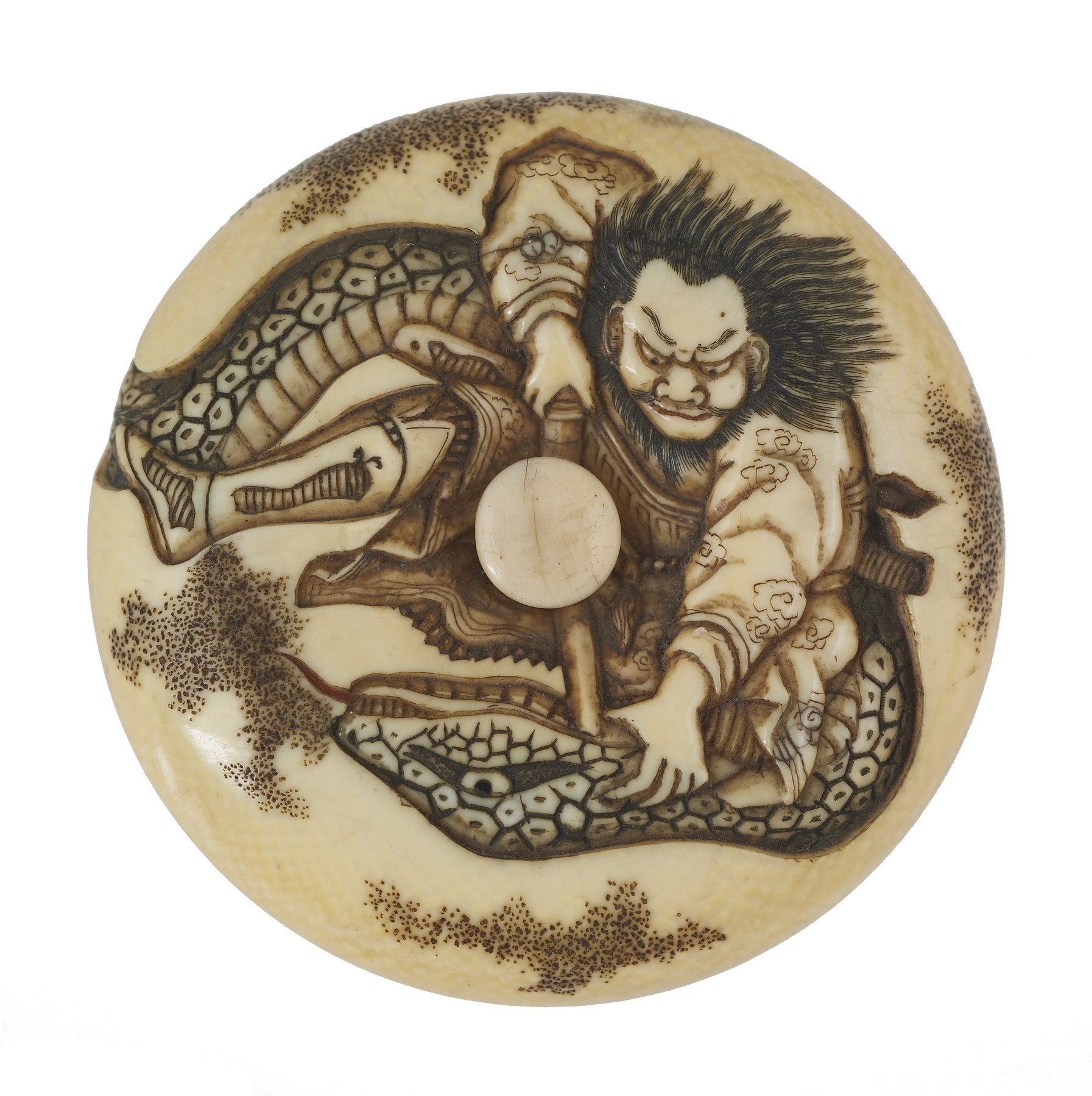 Manju Netsuke of Kan no Koso Killing the Serpent | The Walters Art Museum
